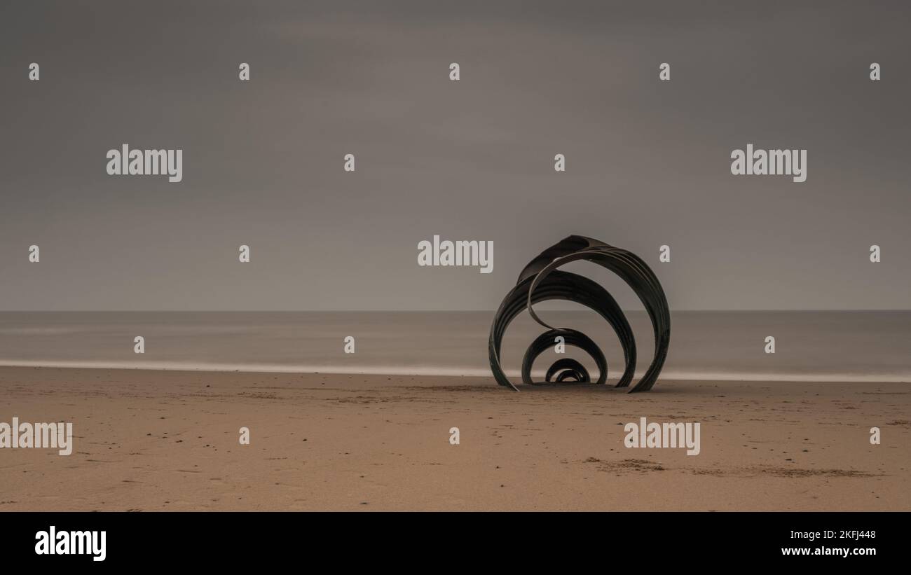 Mary's shell metal sculpture on the sea shore line at Cleveleys, UK ...