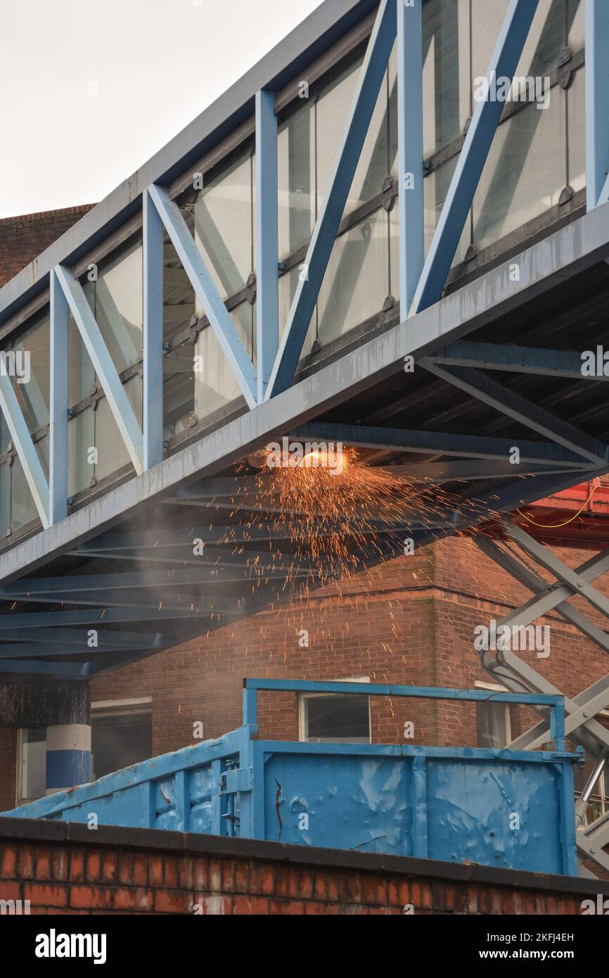 demolition of old bridge in rochdale town centre 2014 Stock Photo - Alamy