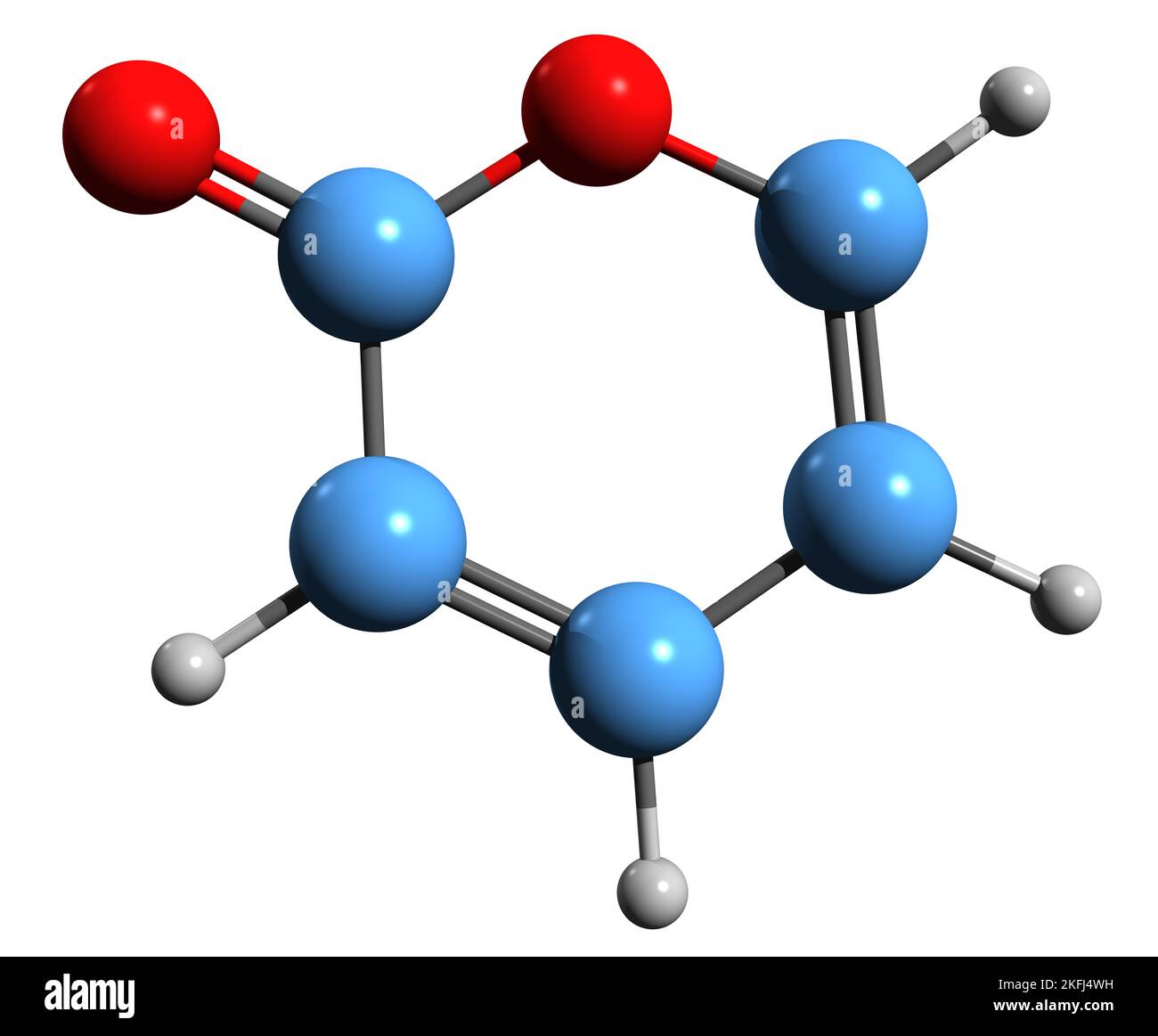 3D image of 2-Pyrone skeletal formula - molecular chemical structure of ...