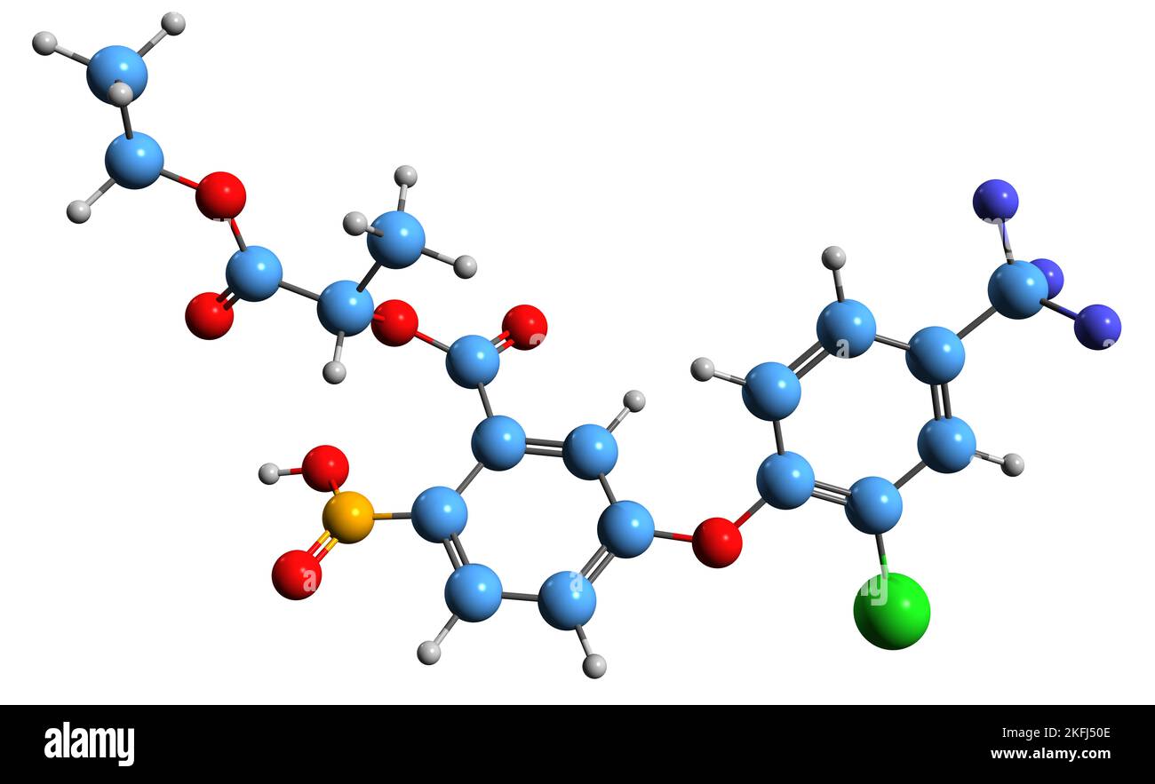 3D image of Lactofen skeletal formula - molecular chemical structure of ...