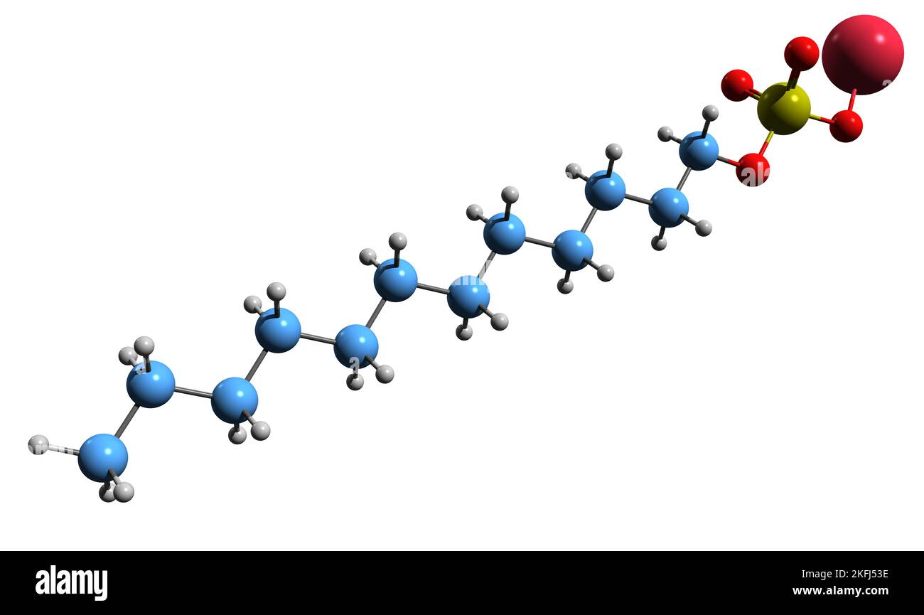 3D image of Sodium dodecyl sulfate skeletal formula - molecular ...