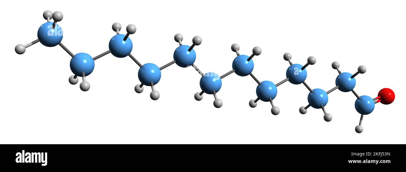 3D image of Dodecanal skeletal formula - molecular chemical structure ...
