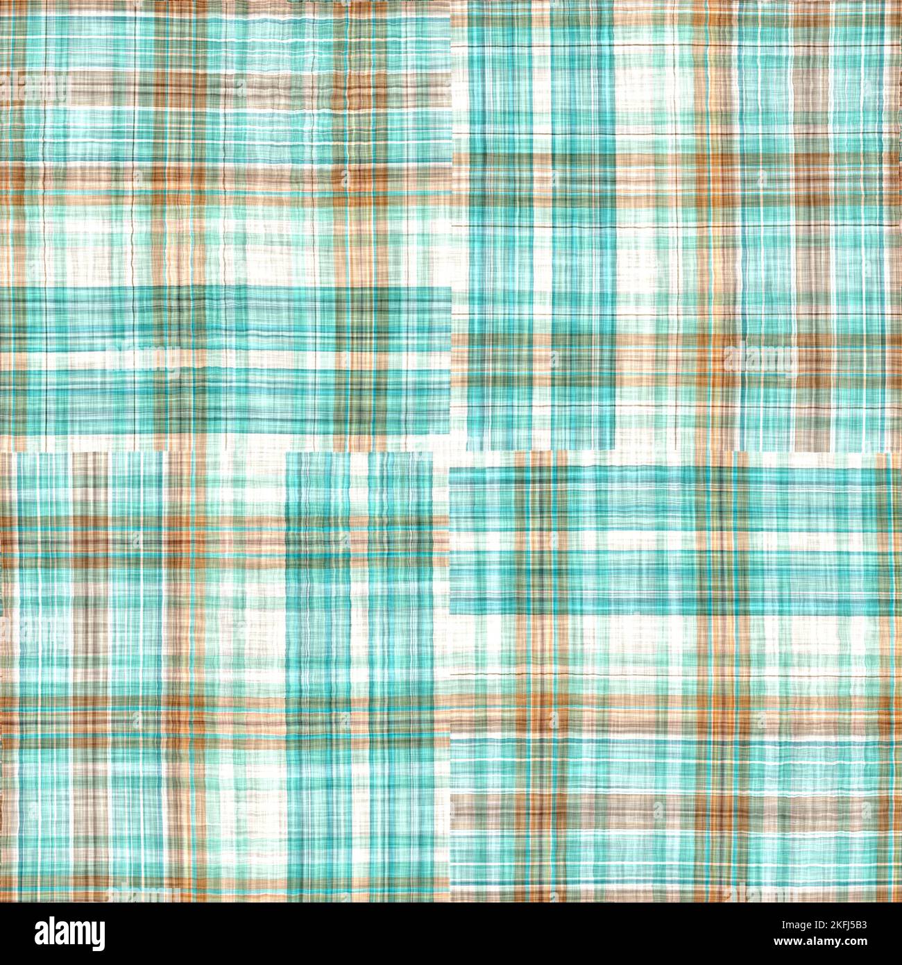 Teal rustic coastal beach house check fabric tile. Seamless sailor ...