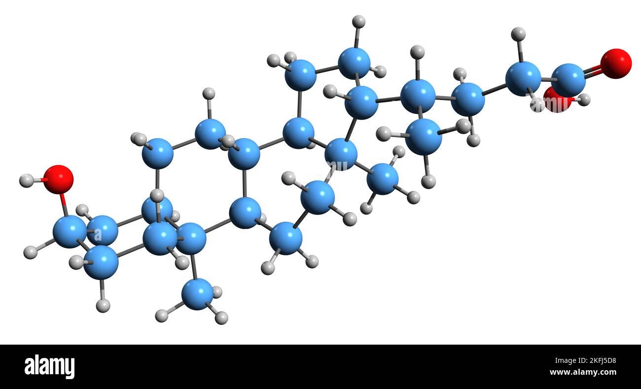 3D image of Lithocholic acid skeletal formula - molecular chemical ...