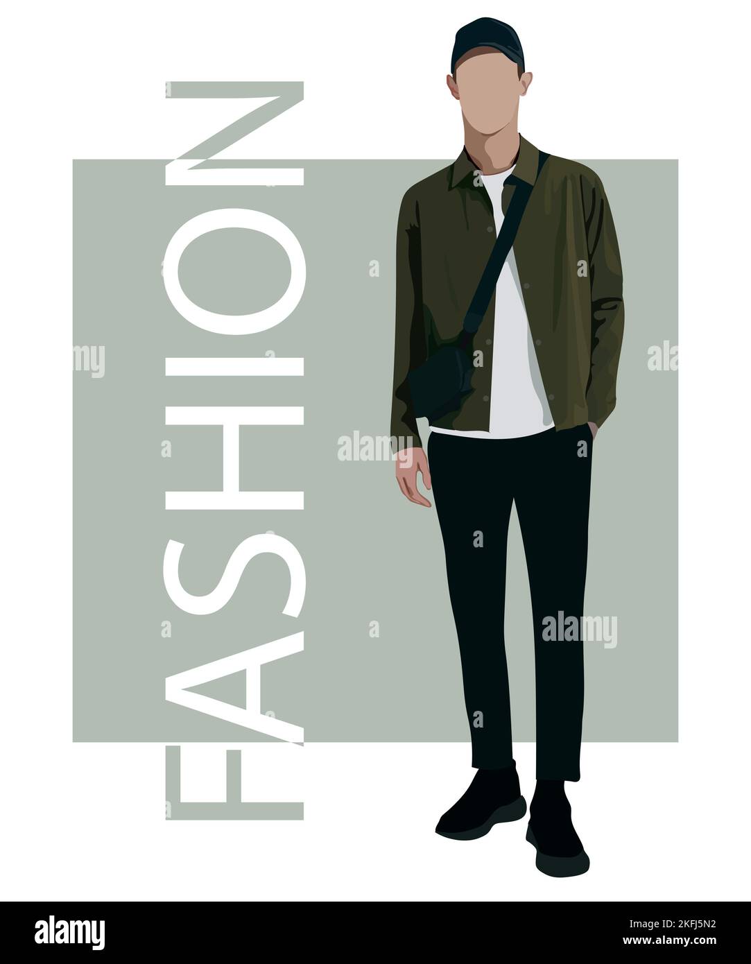Stylish handsome man in fashion clothes. Fashion man. Vector ...