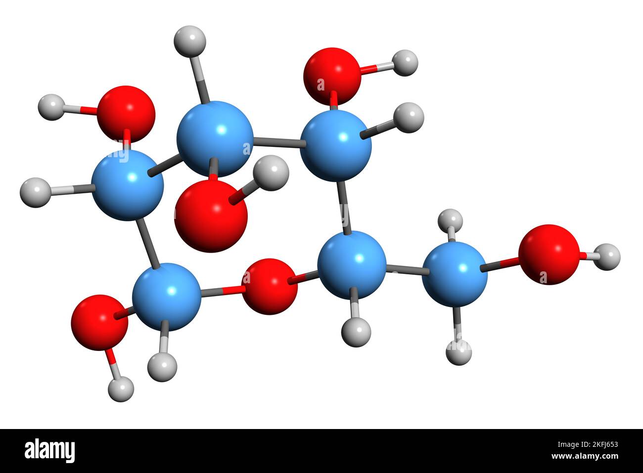 3D image of Mannose skeletal formula - molecular chemical structure of ...