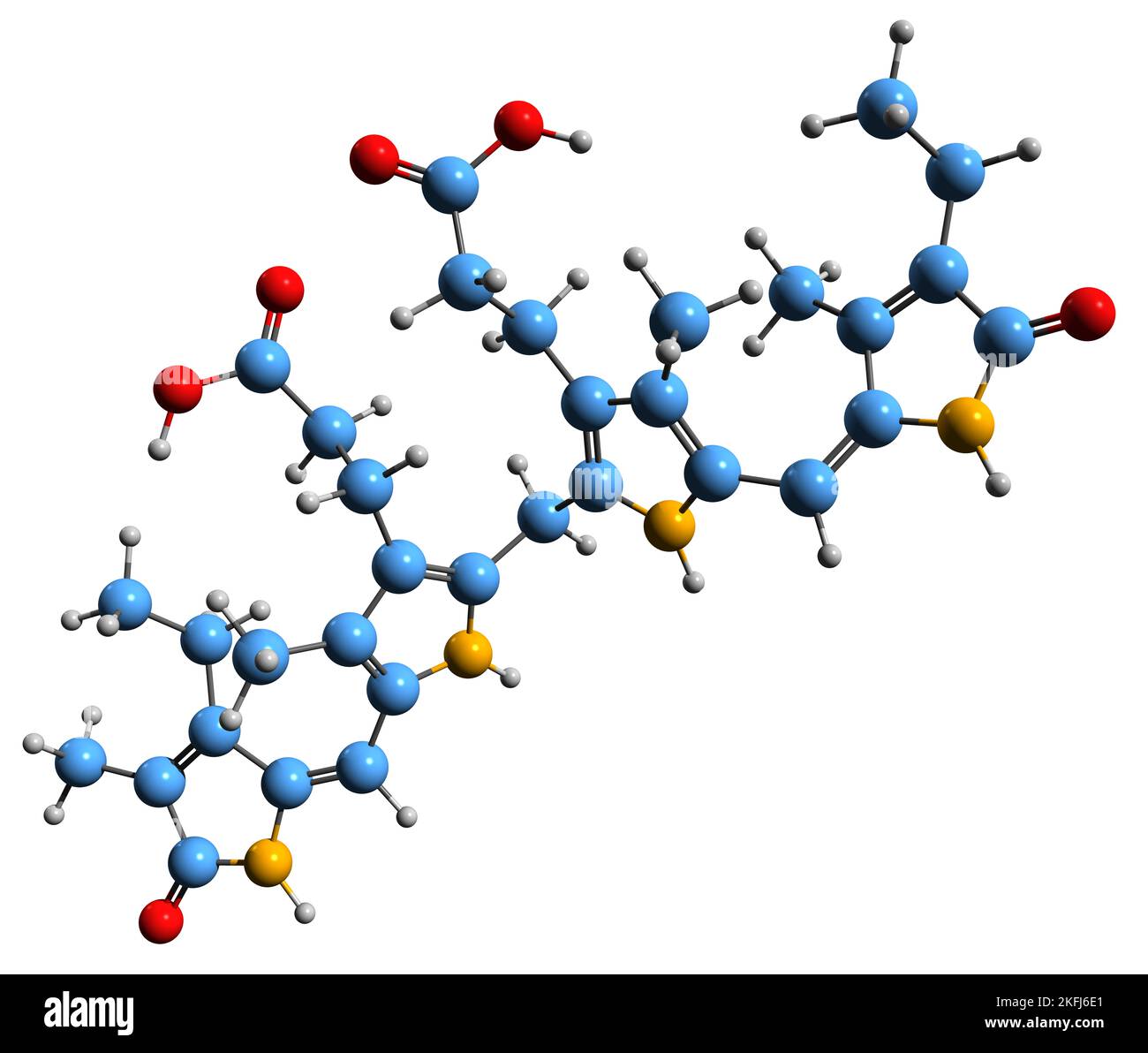 3D image of Mesobilirubin skeletal formula - molecular chemical ...