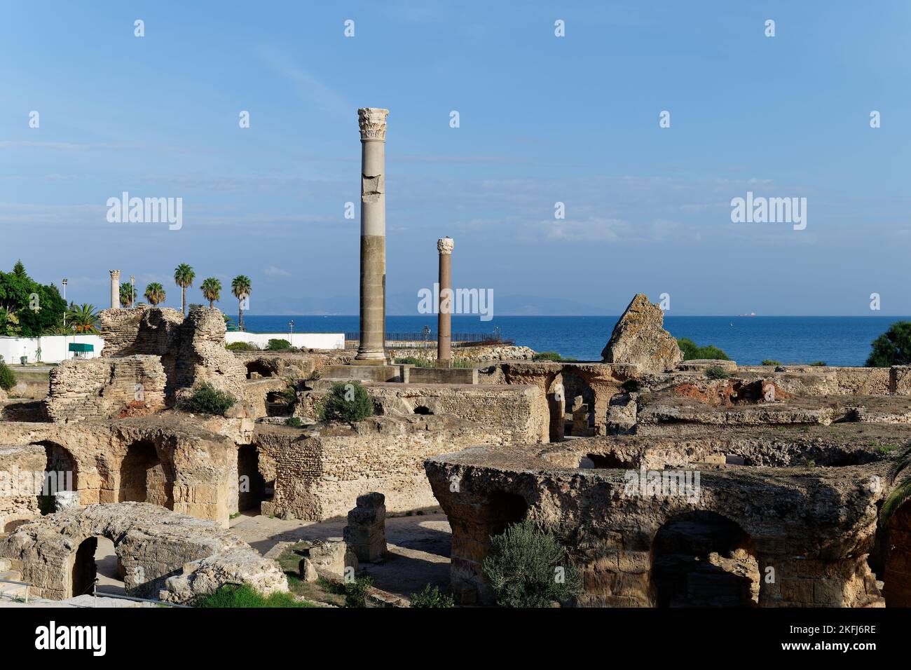 View of the historical landmark The Baths of Antoninus in Carthage ...