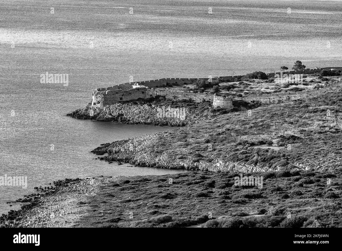 Remote view of the medieval castle of Pylos in the heart of Messinia ...
