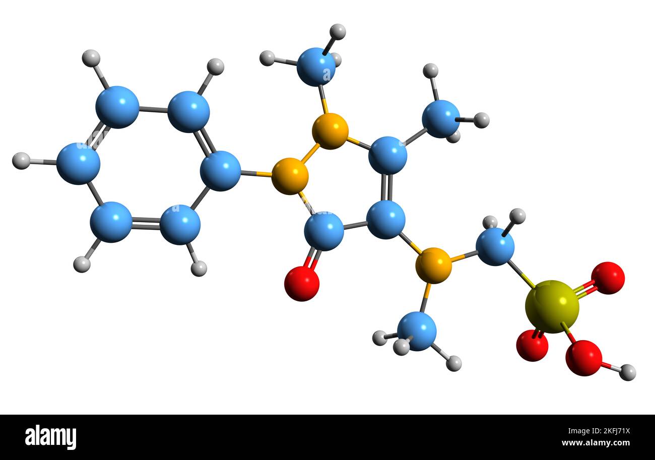 3D image of Metamizole skeletal formula - molecular chemical structure ...