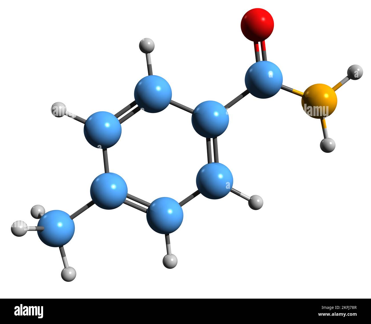 3D image of 4-Methylbenzamide skeletal formula - molecular chemical ...