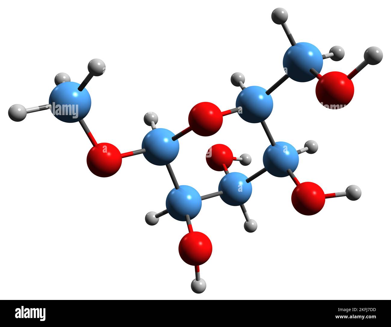 3D image of Methylglucopyranoside skeletal formula - molecular chemical ...