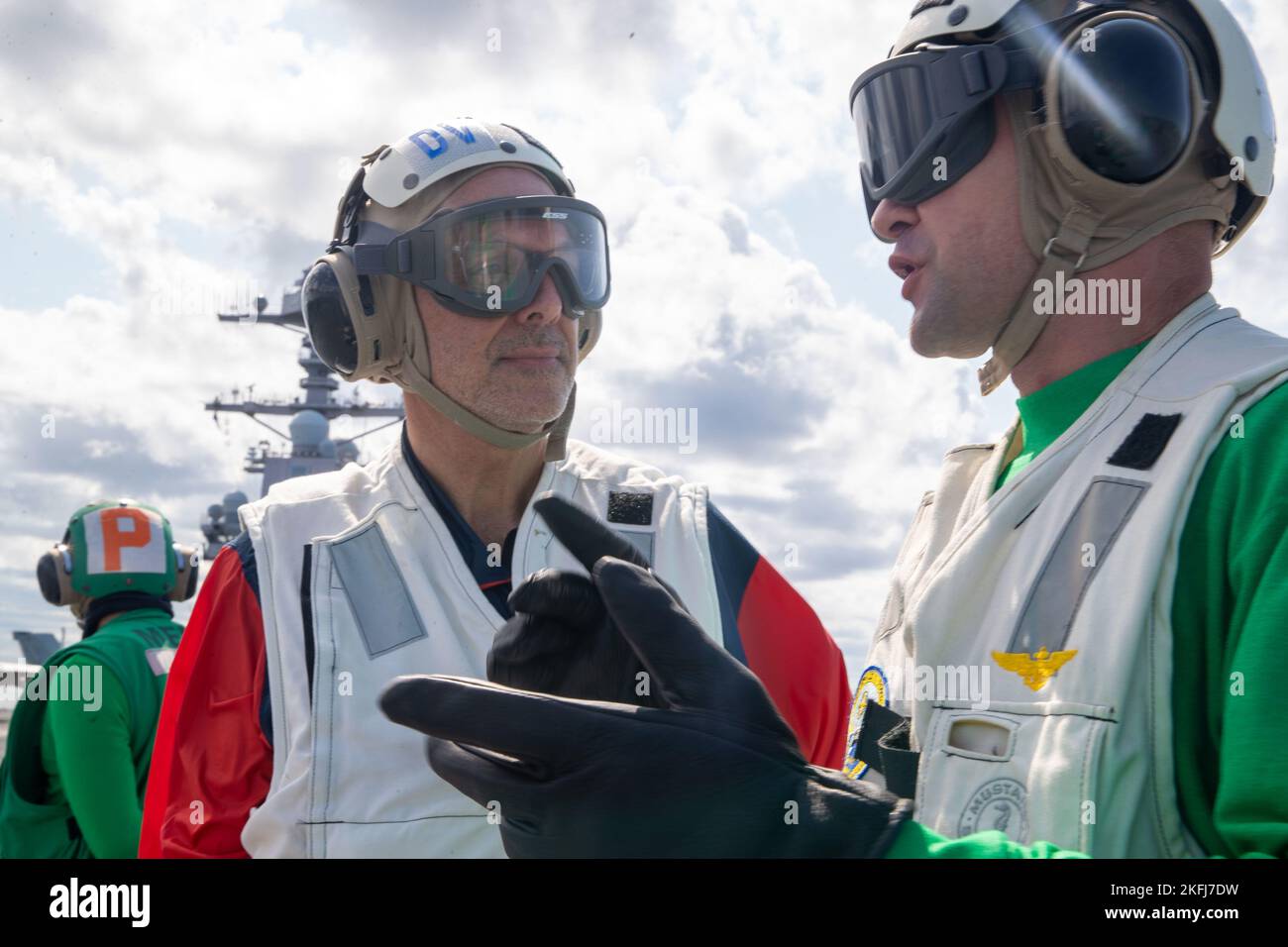 Capt. Jeremy Shamblee, right, the first-in class aircraft carrier USS ...