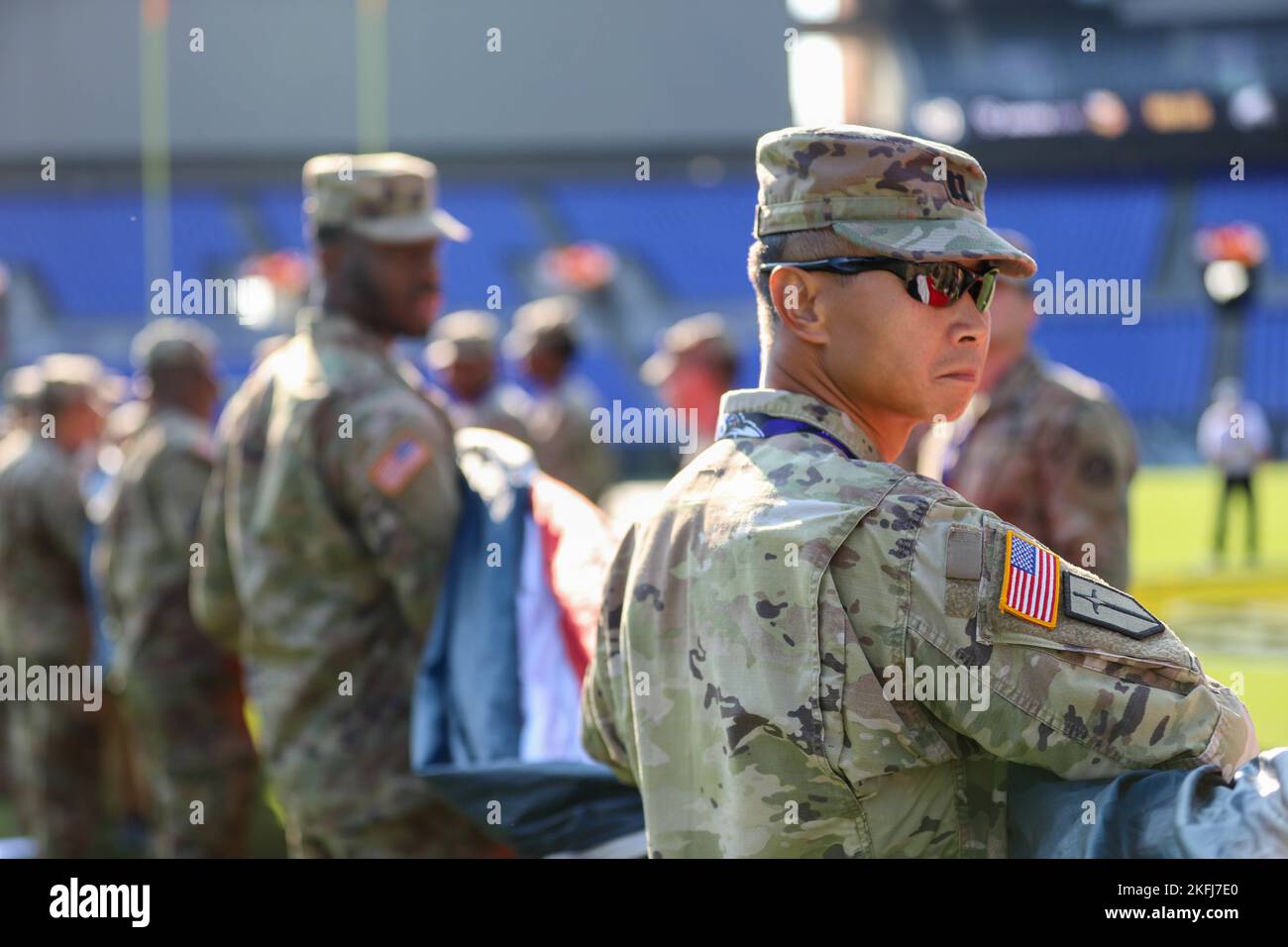 Maryland National Guard soldiers and airmen participate in the pre-game ...