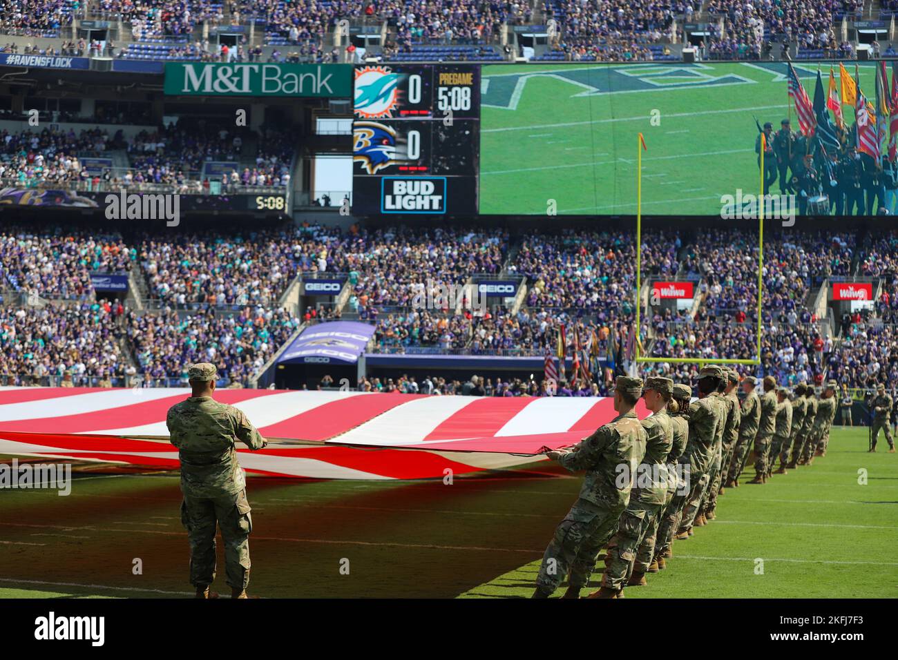 Maryland National Guard soldiers and airmen participate in the pre-game ...