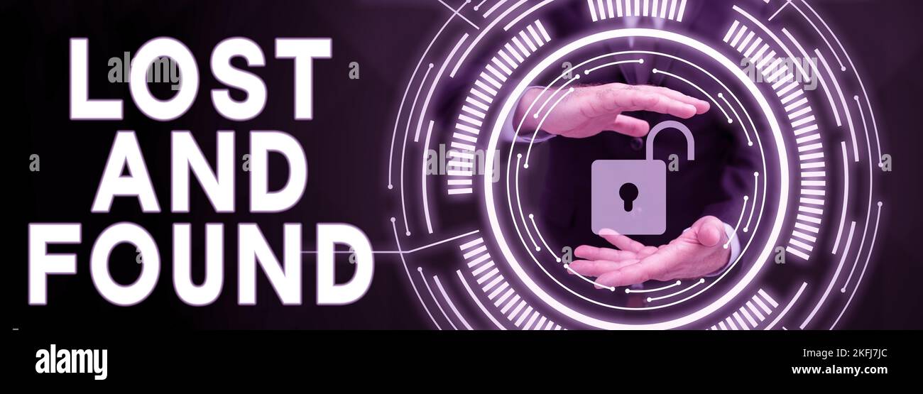 Conceptual caption Lost And Found, Word for Place where you can find ...