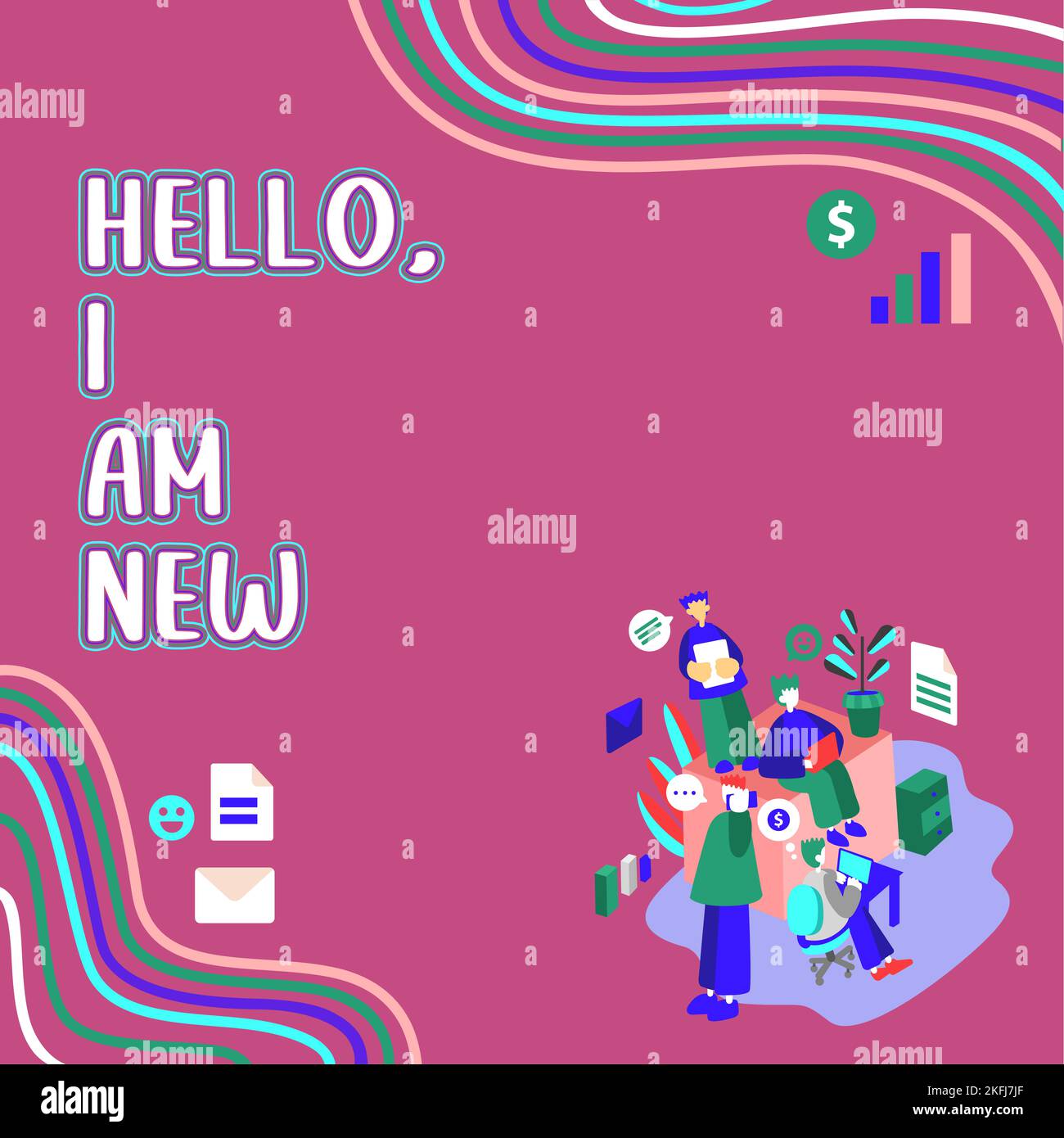Text caption presenting Hello, I Am New. Concept meaning introducing ... Text caption presenting Hello, I Am New. Concept meaning introducing ...