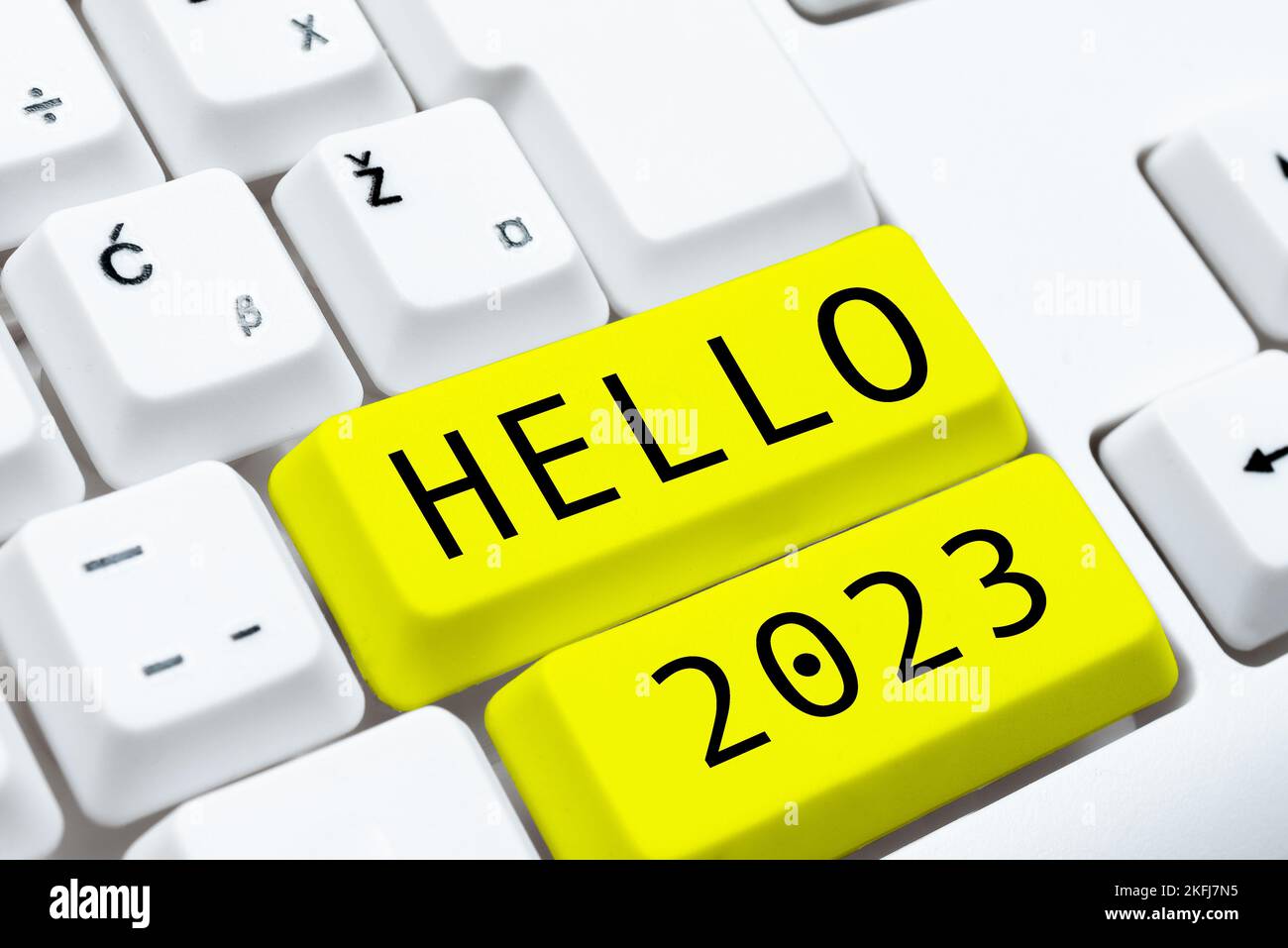 Hand writing sign Hello 2023. Word Written on celebration of the ...