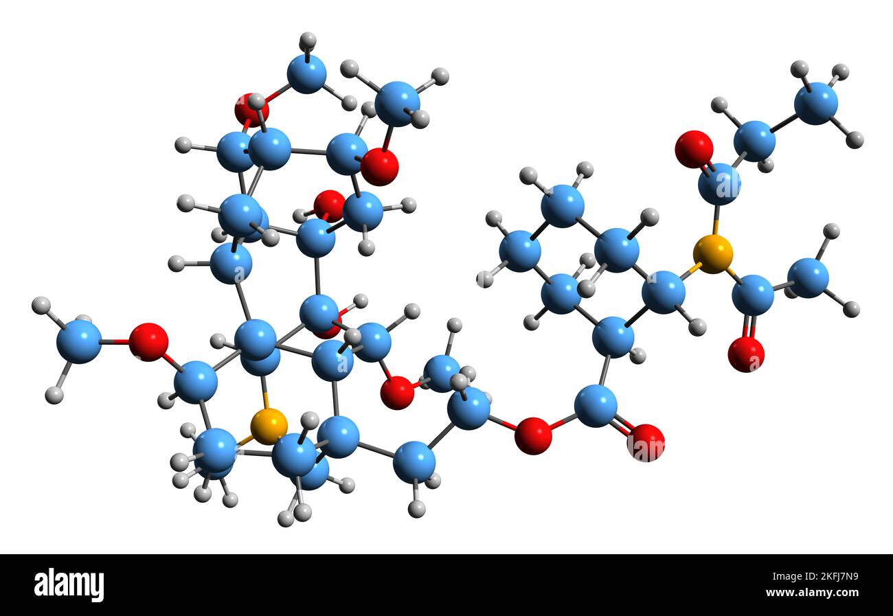 3D image of Methyllycaconitine skeletal formula - molecular chemical ...