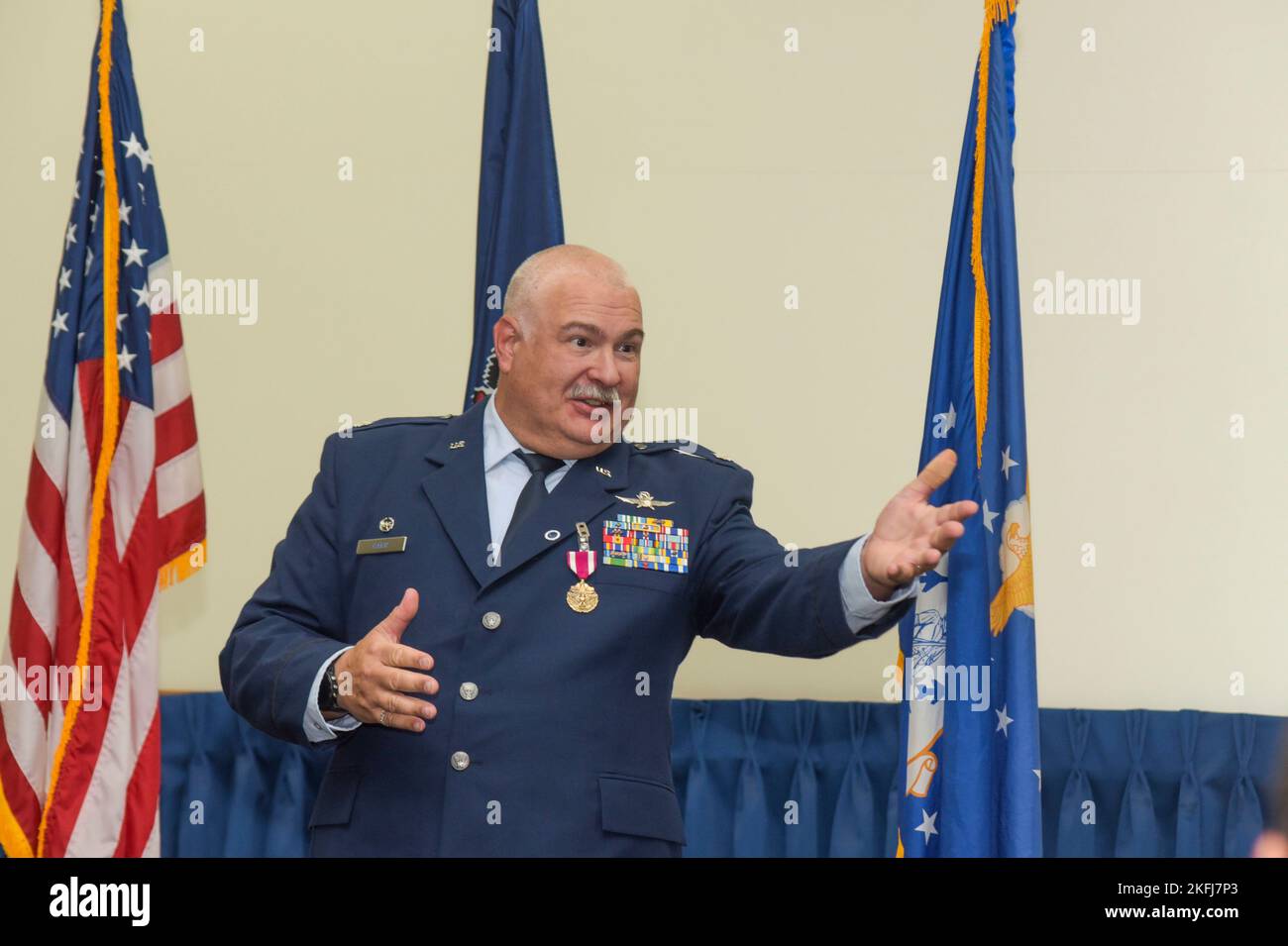 U.S. Air National Guard Lt. Col. Brian C. Carr addresses the audience ...