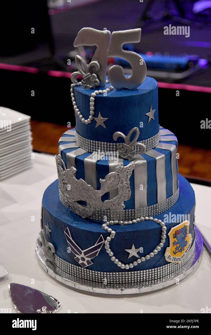 A cake is on display for the cake cutting ceremony during the Keesler ...