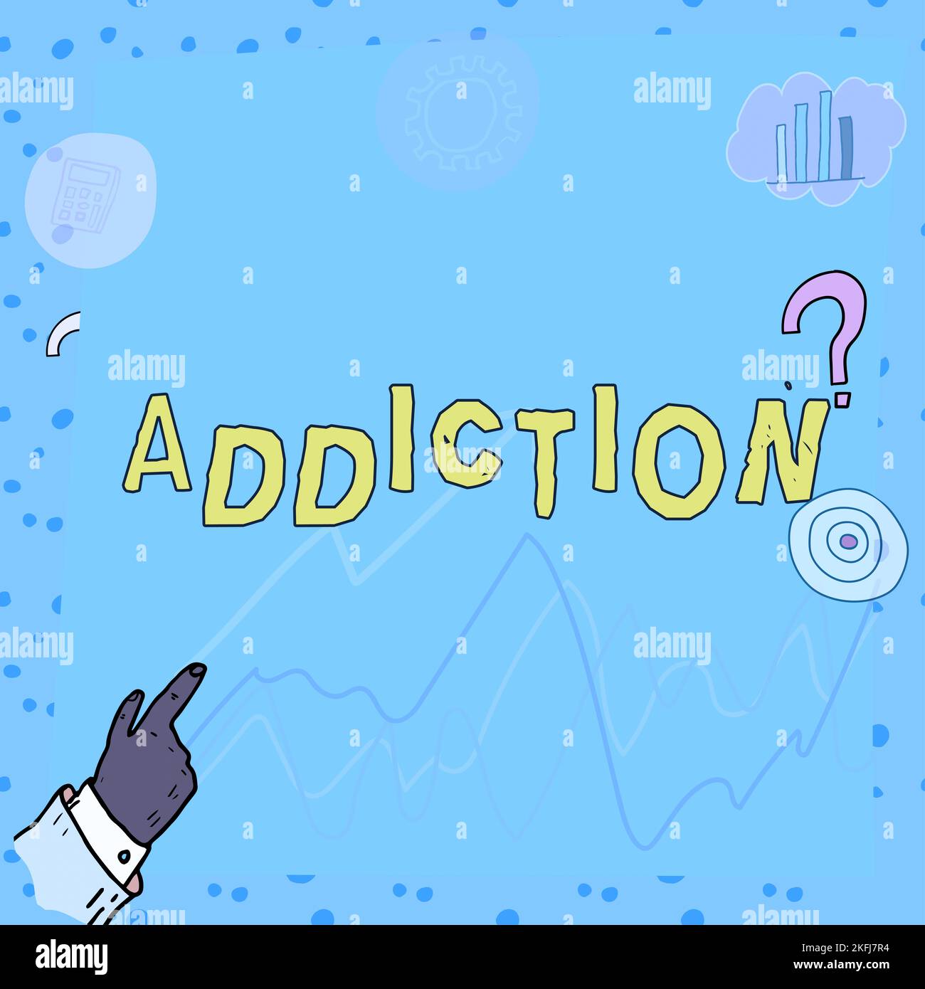 Text caption presenting Addiction. Business idea condition of being ...