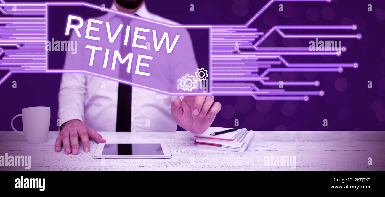 Inspiration showing sign Review Time. Word Written on situation or ...