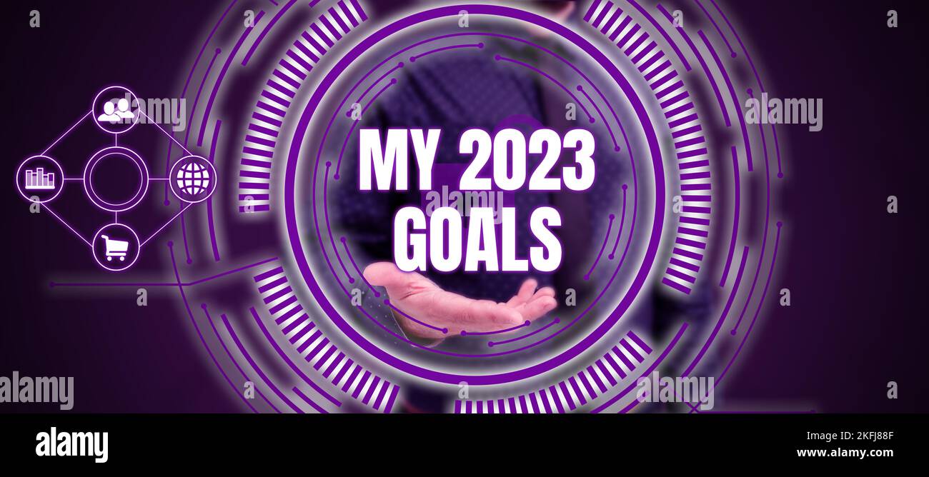 Hand writing sign My 2023 Goals. Concept meaning setting up personal ... Hand writing sign My 2023 Goals. Concept meaning setting up personal ...