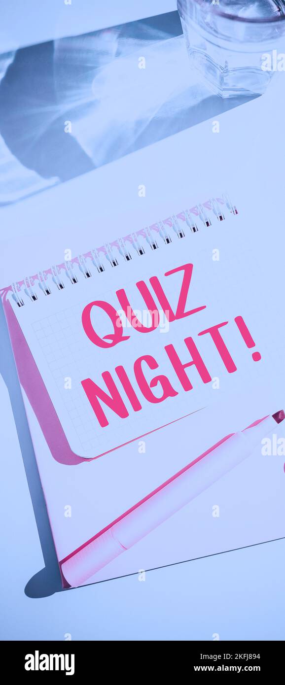 Sign displaying Quiz Night. Word Written on evening test knowledge ...