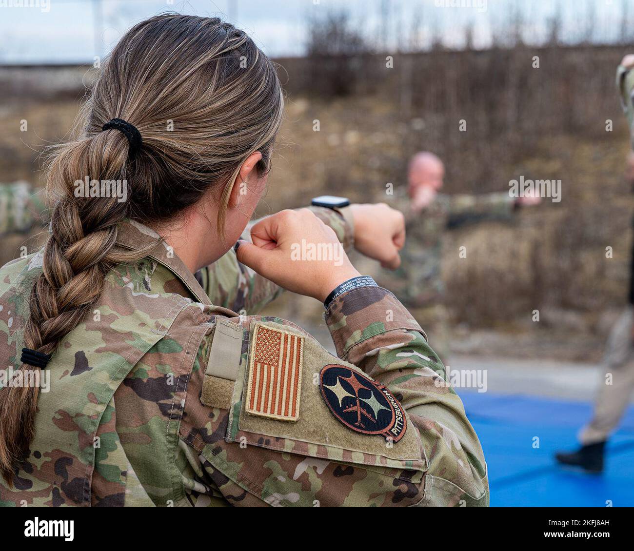Defenders assigned to the 171st Security Forces Squadron practice hand ...