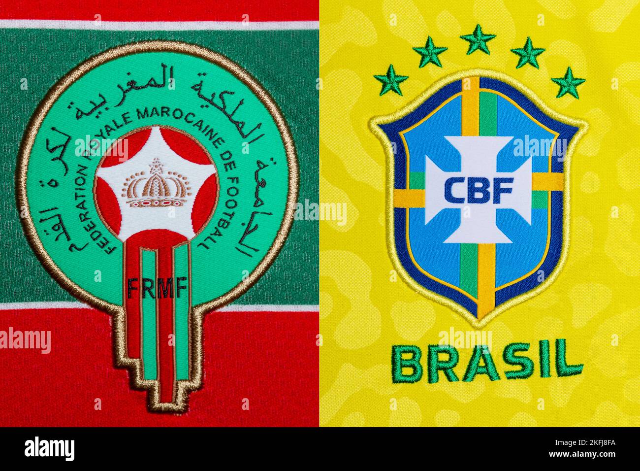 Close up of National Football team crest on home kit. FIFA World Cup ...