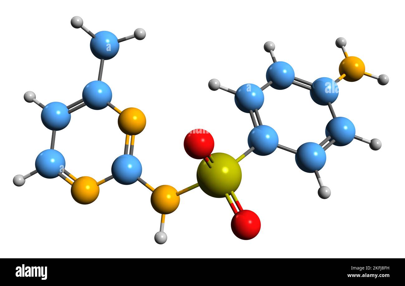 3D image of Sulfamerazine skeletal formula - molecular chemical ...