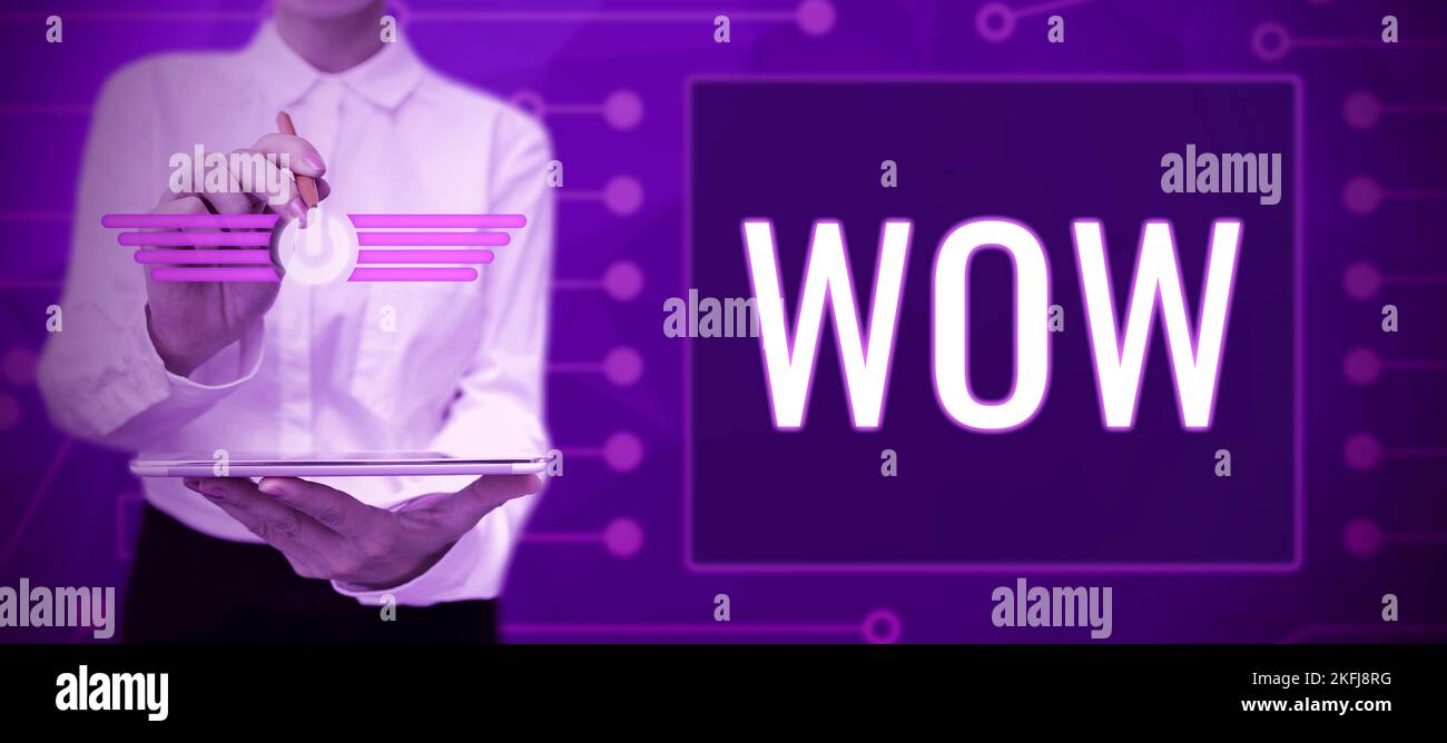 Handwriting text Wow. Business concept Expressing astonishment and awe ...