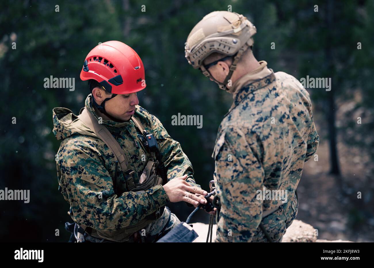 U.S. Marine Corps Sgt. Luis Aragon (Left), a mountain warfare ...