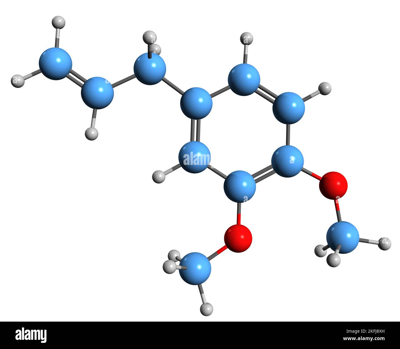3D image of Methyl eugenol skeletal formula - molecular chemical ...