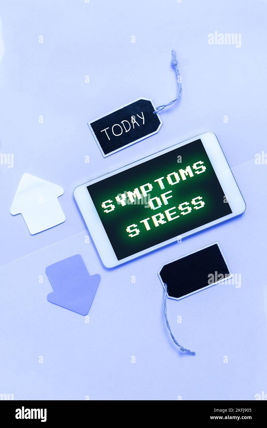 Hand writing sign Symptoms Of Stress. Business concept serving as ...