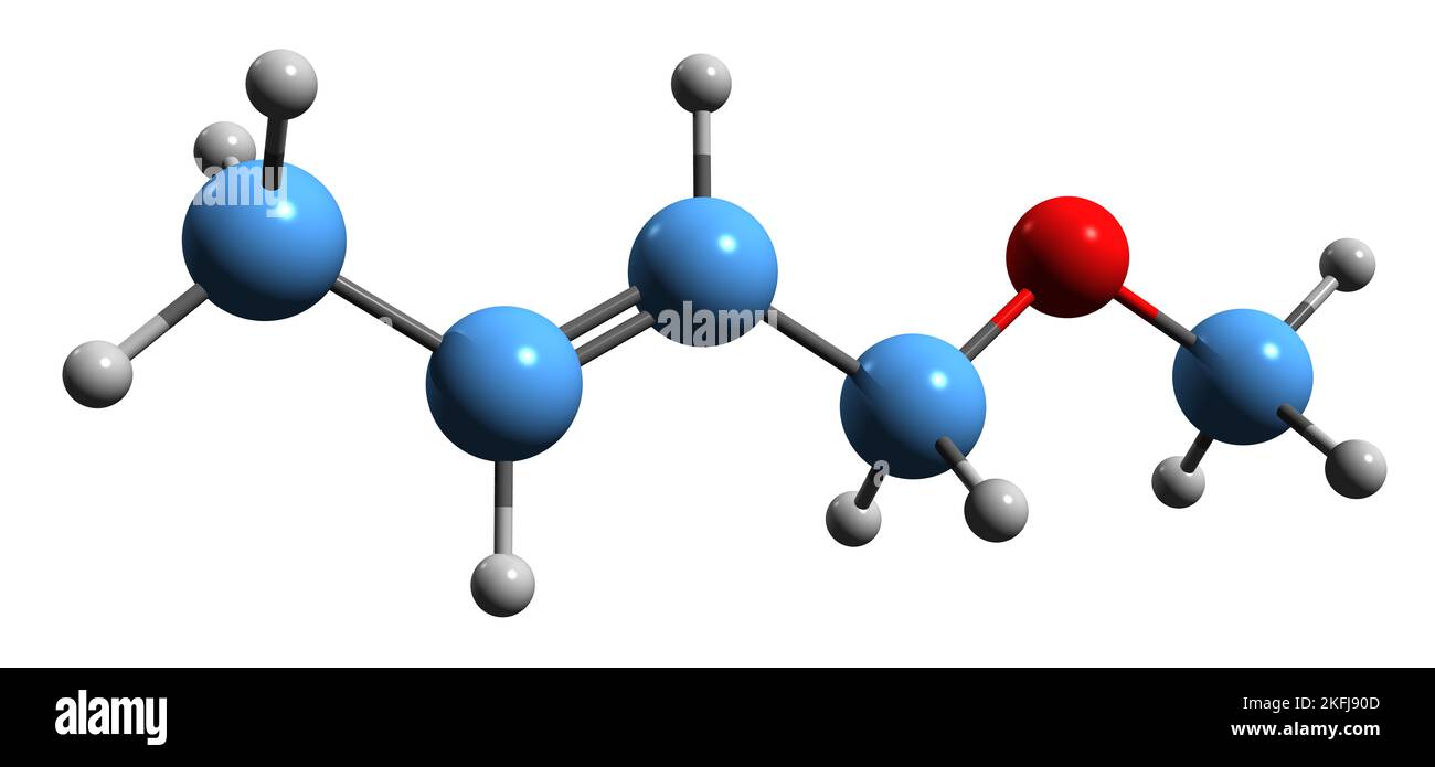 3D image of methoxybutene skeletal formula - molecular chemical ...