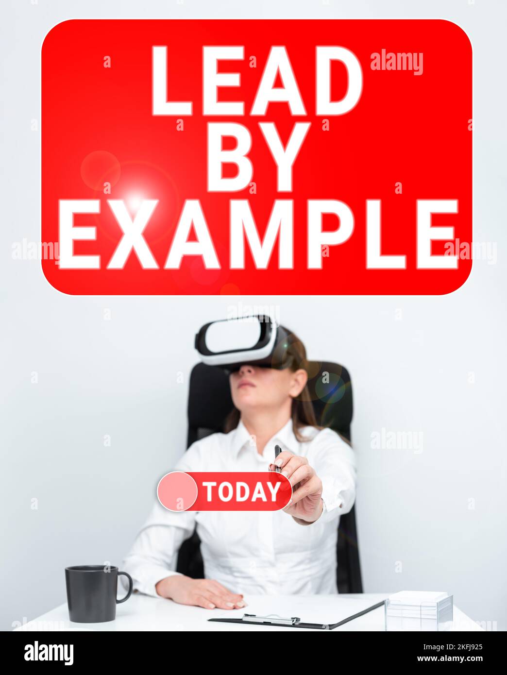 Hand writing sign Lead By Example. Business idea Be a mentor leader ...