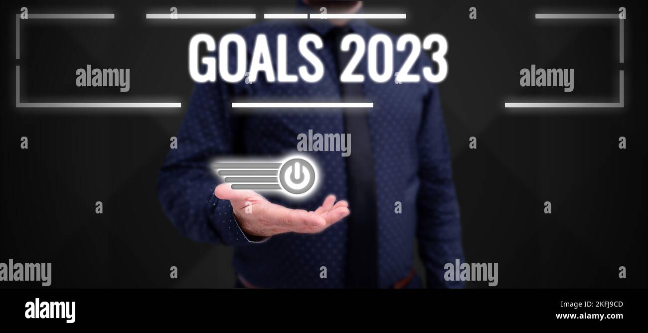 Writing displaying text Goals 2023, Business showcase identifying ... Writing displaying text Goals 2023, Business showcase identifying ...
