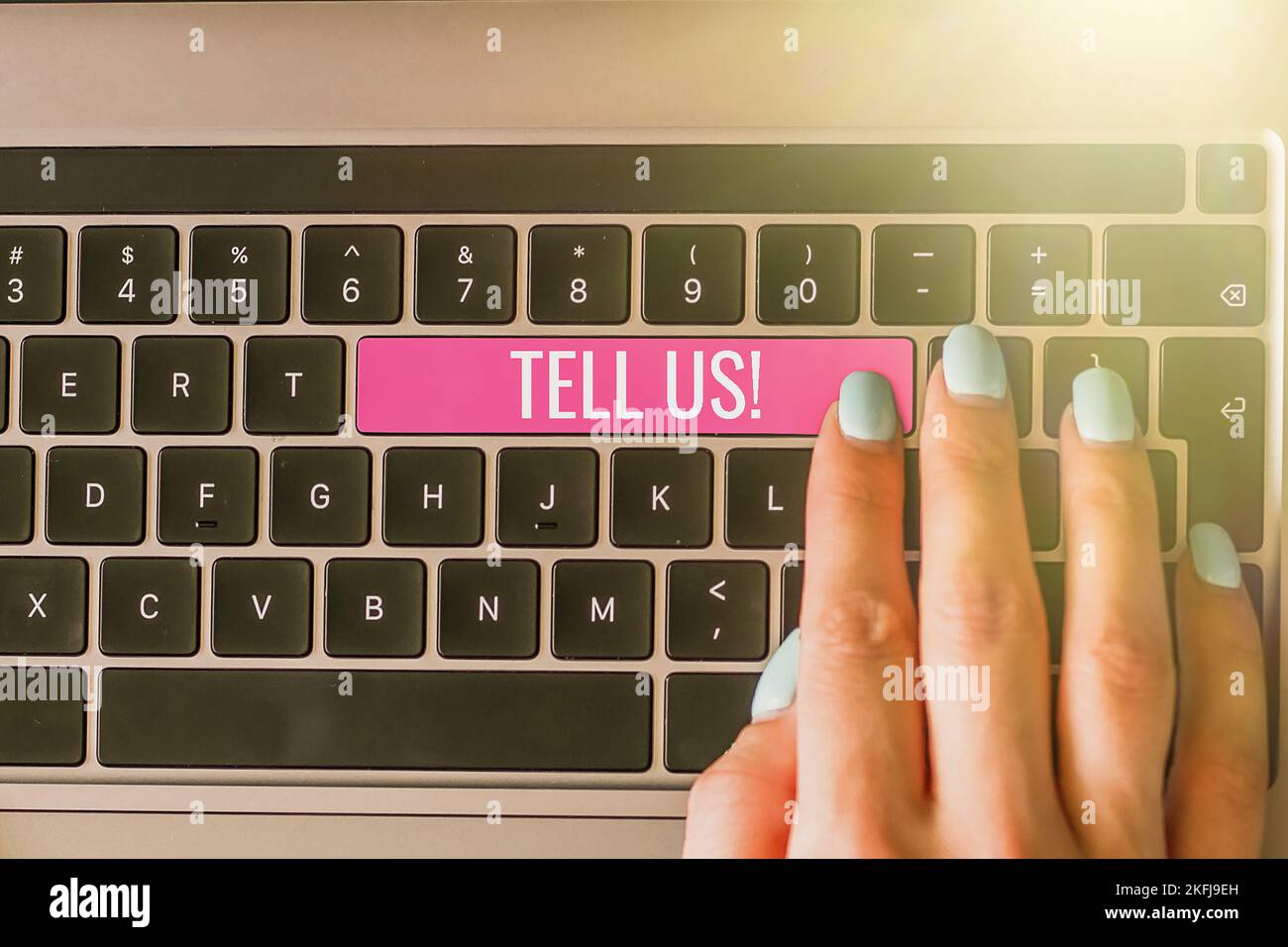 Text sign showing Tell Us, Word for communicate information to someone ...