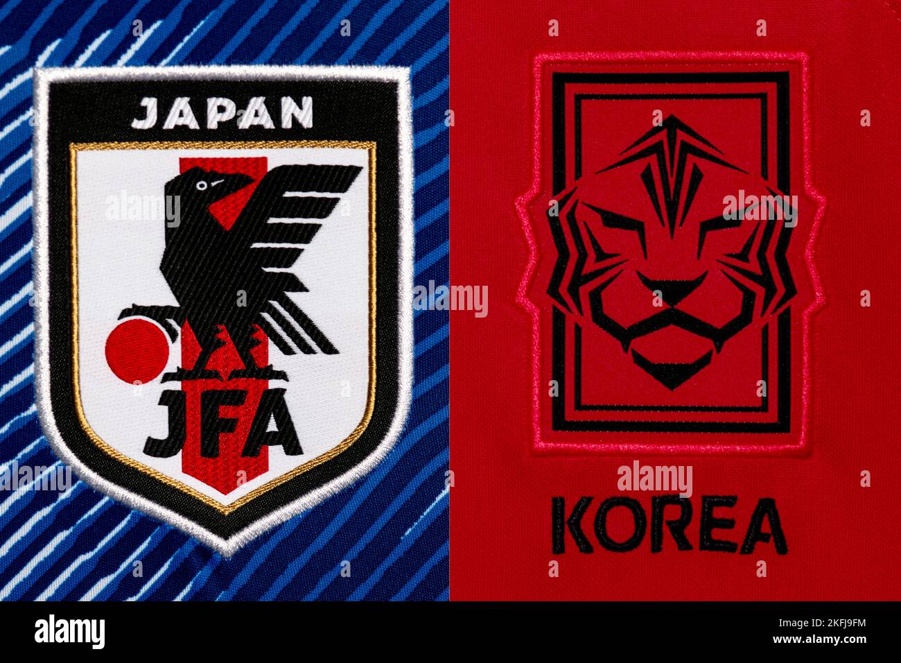 Close up of National Football team crest on home kit. FIFA World Cup ...