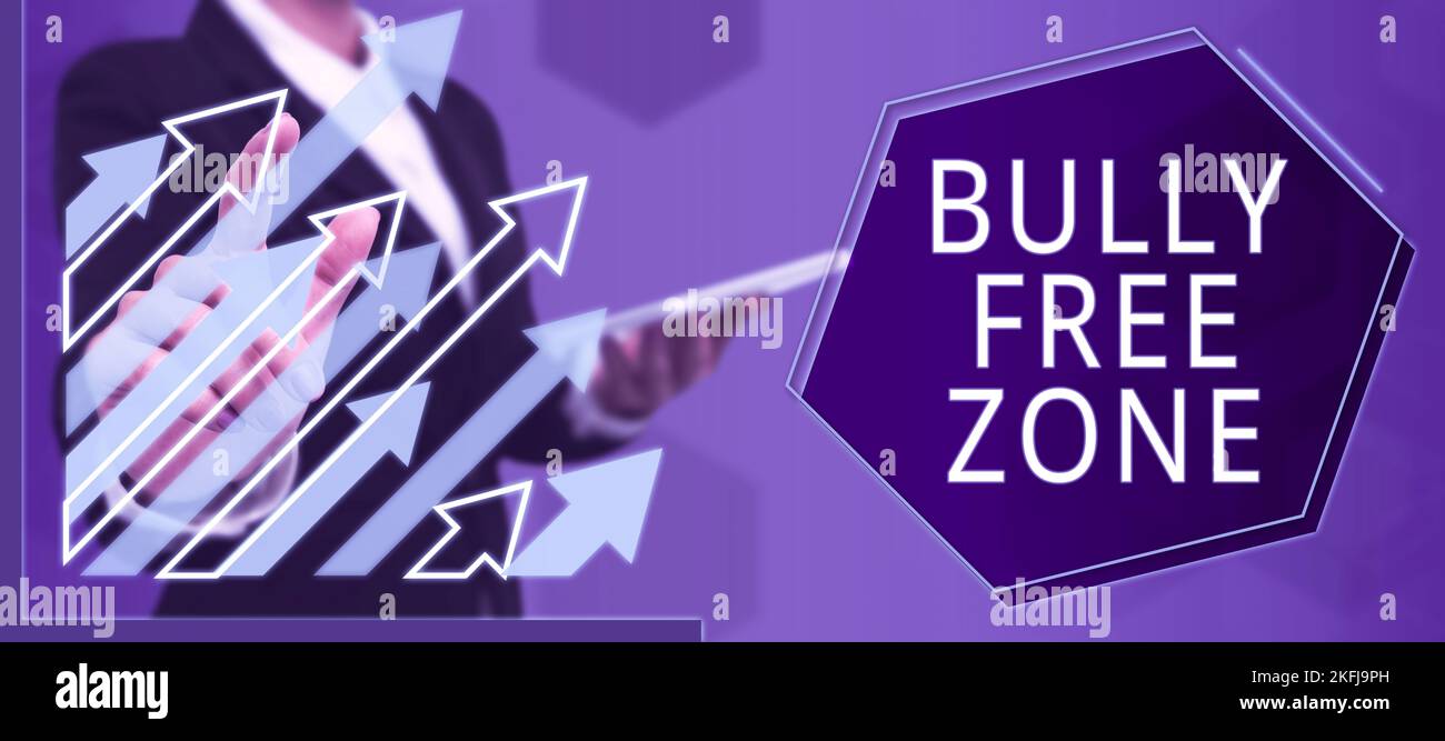 Text caption presenting Bully Free Zone. Word Written on Be respectful ...