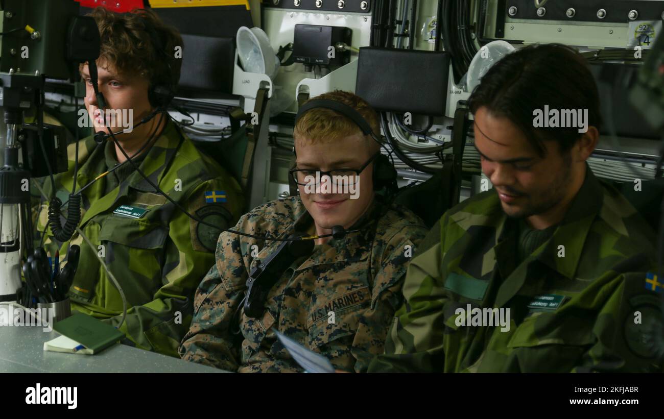 U.S. Marine Corps Cpl. Gabriel Sykes, radio operator with 2d Light ...