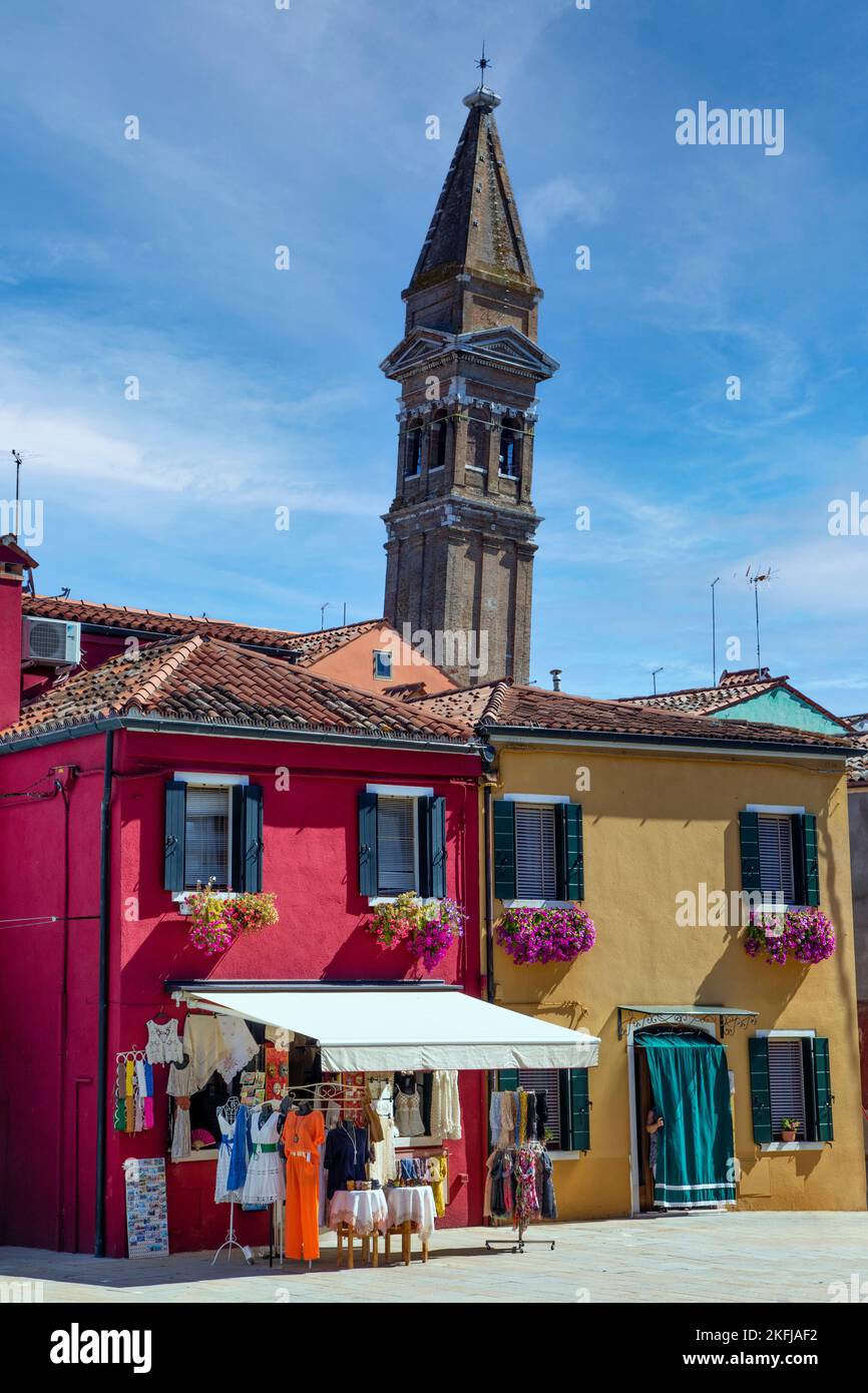 The Leaning Tower of Burano or Campanile Storto di Burano attached to ...