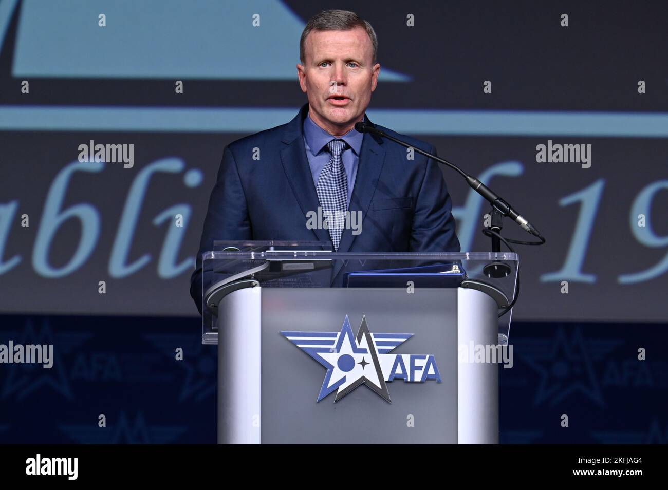 Retired Air Force Gen. Tod Wolters makes remarks after he was presented ...