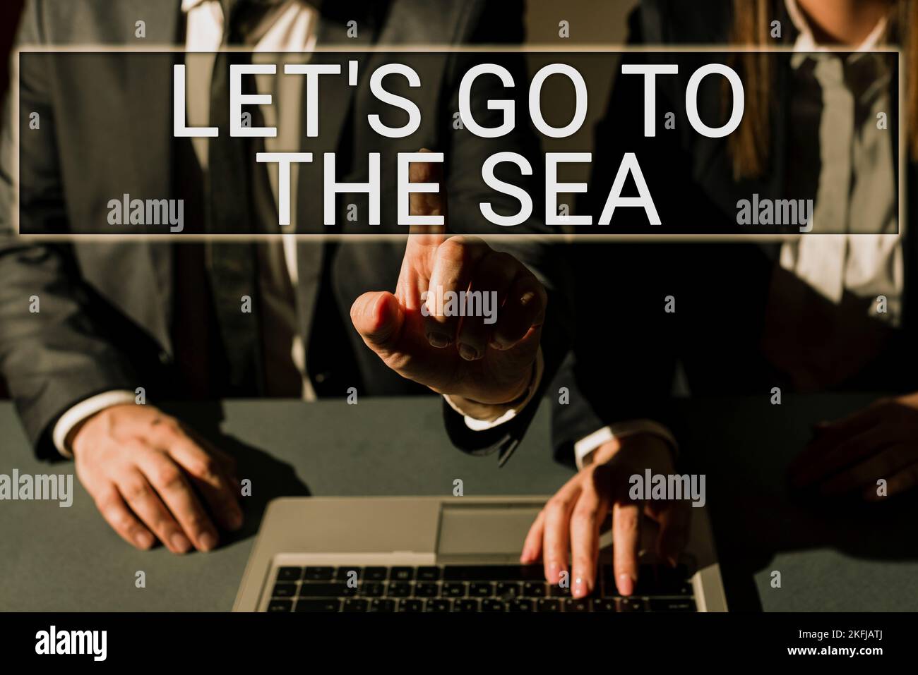 Hand writing sign Let's Go To The Sea. Word Written on invitation to ...
