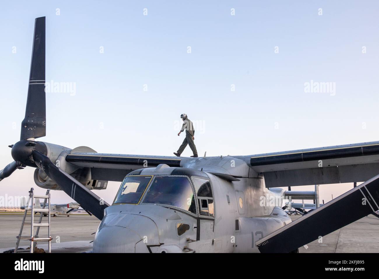 U.S. Marine Corps Cpl. Austin Mckinney, an MV-22B crew chief with ...