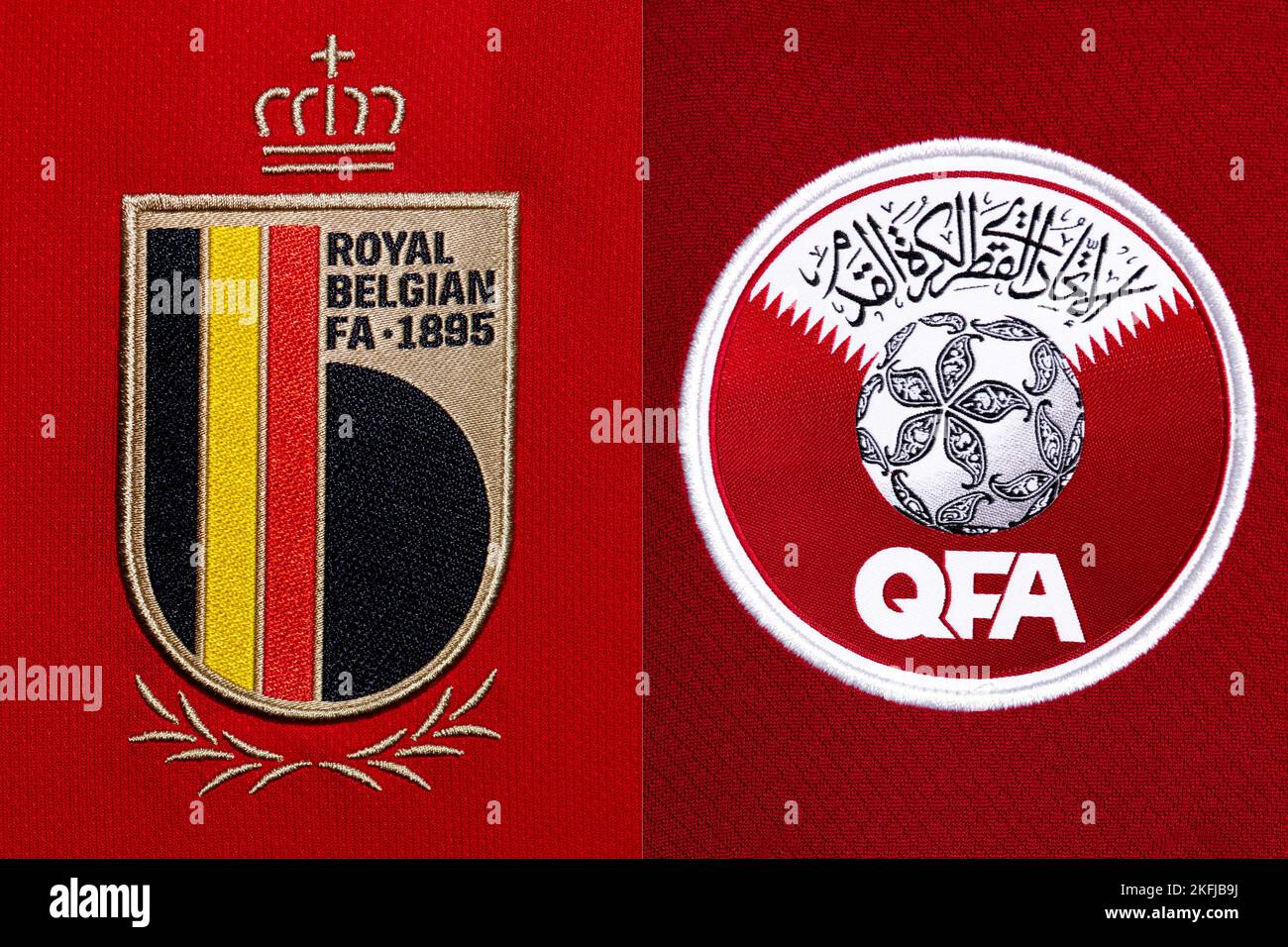 Close up of National Football team crest on home kit. FIFA World Cup ...