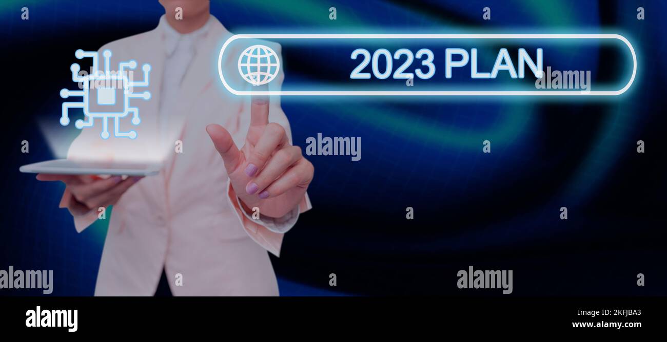 Sign displaying 2023 Plan. Business idea setting up your goals and ...