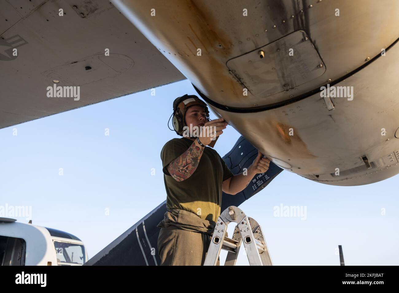 U.S. Marine Corps Cpl. Nathan Arnold, a crew chief with Marine Medium ...